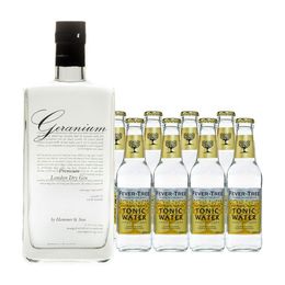 Geranium London Dry Gin & 8 x Fever-Tree Indian Tonic Water (44 % Vol. 2,3 Liter)