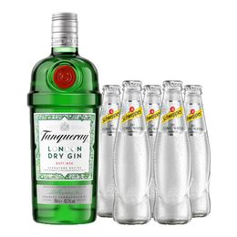 Tanqueray London Dry Gin & 5 x Schweppes Dry Tonic (43,1 % Vol. 1,7 Liter)