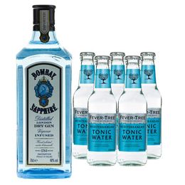 Bombay Sapphire Gin & Fever Tree Mediterranean Tonic Water Set (40 % vol. 2 Liter)