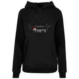 Merchcode Sweatshirt 'Christmas beats' Damen Gr&ouml;&szlig;e L rubinrot / schwarz / wei&szlig; / offwhite