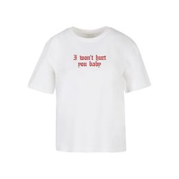 Miss Tee T-Shirt 'Won't Hurt' Damen Gr&ouml;&szlig;e S nude / hellpink / rot / wei&szlig;