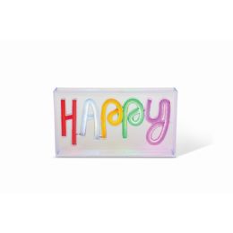 toom LED-Neon-Leuchtbox 'Happy' 23 x 12,7 cm