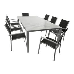 DEGAMO Garnitur BAGO XL 9-teilig, Alu + Kunstgewebe schwarz