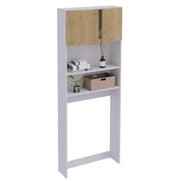 Vcm Waschmaschinenschrank Praktischer &Uuml;berbauschrank mit viel Stauraum Ma&szlig;e ca. B. 70 x H. 182 x T. 21 cm Waschmaschinenregal f&uuml;r Bad und Waschk&uuml;che Waschmaschinen&uuml;berbauschrank- Goralo