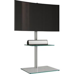 Vcm TV Standfu&szlig; schwenkbar Alumium St&auml;nder f&uuml;r Fernseher 26-70 Zoll bis 40 kg ESG-Sicherheitsglas Ma&szlig;e ca. H. 100 x B. 60 x T. 45 cm bis VESA 400x400 TV M&ouml;bel Alani Zwischenboden