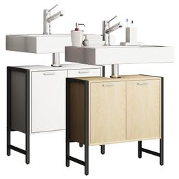 Vcm Waschbeckenunterschrank Badschrank Ma&szlig;e: H. 60 x B. 60 x T. 30 cm 2 Seitenteile aus Metall Korpus aus Holz 2 gro&szlig;e Dreht&uuml;ren - Edino