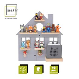 BOARTI Kinderregal Haus h&auml;ngend f&uuml;r Toniebox und Tonie Figuren platzsparendes Regal H. 44 x B. 42 x T. 19 cm Wandregal f&uuml;r Musikbox und Figuren Aufbewahrung Magneteins&auml;tzen Aufbewahrungsregal Holz