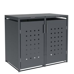 DEGAMO M&uuml;lltonnenbox TRIER 132x80x116cm f&uuml;r 2x Tonnen 120 und 240 Liter, Stahl anthrazit