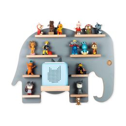 BOARTI Kinderregal Tier Elefant h&auml;ngend f&uuml;r Toniebox und Tonie Figuren platzsparendes Regal H. 40 x B. 54 x T. 19 Wandregal f&uuml;r Musikbox Figuren Aufbewahrung Magneteins&auml;tzen Aufbewahrungsregal Holz