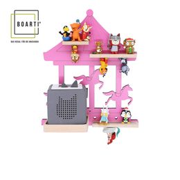 BOARTI Kinderregal Karussell h&auml;ngend f&uuml;r Toniebox und Tonie Figuren platzsparendes Regal H. 41 x B. 35 x T. 19 cm Wandregal Musikbox und Figuren Aufbewahrung Magneteins&auml;tzen Aufbewahrungsregal Holz