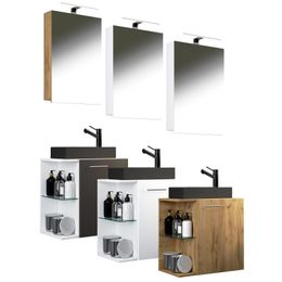 Vcm 3-tlg Set Waschplatz f&uuml;r G&auml;ste WC G&auml;stebad Waschtisch mit Spiegel Badezimmer Set &ndash; Hausa SP-BL
