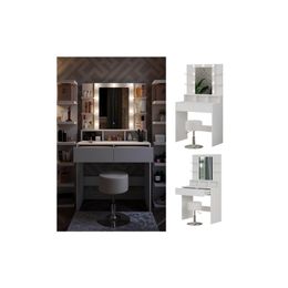 VICCO Schminktisch Taylor 80 x 146,5 cm Wei&szlig; modern LED Spiegel Hocker Frisiertisch