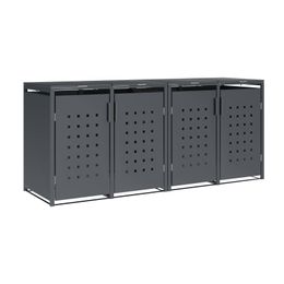 DEGAMO M&uuml;lltonnenbox TRIER 264x80x116cm f&uuml;r 4x Tonnen 120 und 240 Liter, Stahl anthrazit
