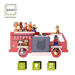 BOARTI Kinderregal Auto Feuerwehr h&auml;ngend f&uuml;r Toniebox und Tonie Figuren platzsparendes Regal H. 22 x B. 47 x T. 19 Wandregal Musikbox Figuren Aufbewahrung Magneteins&auml;tzen Aufbewahrungsregal Holz