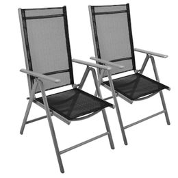 Vcm 2er Set Klappstuhl Gartenstuhl Campingstuhl Liegestuhl f&uuml;r Garten Terrasse Balkon schwarz / Rahmen grau Ma&szlig;e H. 105 x B. 56 x T. 65cm