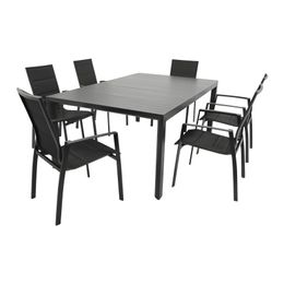 DEGAMO Garnitur LAGOS XL 7-teilig, Alu + Kunstgewebe schwarz
