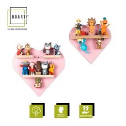 BOARTI Kinderregal Herz h&auml;ngend f&uuml;r Tonie Figuren platzsparendes Regal Ma&szlig;e: H. 27 x B. 44 x T. 5 cm Wandregal f&uuml;r Figuren Aufbewahrung mit Magneteins&auml;tzen Aufbewahrungsregal Holz