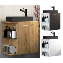 Vcm 2-tlg Set Waschplatz f&uuml;r G&auml;ste WC G&auml;stebad Waschtisch Toilette Badezimmer Set &ndash; Hausa-BL