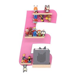 BOARTI Kinderregal Buchstabe E h&auml;ngend f&uuml;r Toniebox und Tonie Figuren platzsparendes Regal H. 47 x B. 32 x T. 19 Wandregal Musikbox und Figuren Aufbewahrung Magneteins&auml;tzen Aufbewahrungsregal Holz