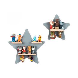 BOARTI Kinderregal Stern h&auml;ngend f&uuml;r Tonie Figuren platzsparendes Regal Ma&szlig;e: H. 33 x B. 33 x T. 5 cm Wandregal f&uuml;r Figuren Aufbewahrung mit Magneteins&auml;tzen Aufbewahrungsregal Holz