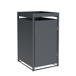 DEGAMO M&uuml;lltonnenbox ULM 68x80x124cm mit Pfanzkasten, f&uuml;r Tonnen 120 und 240 Liter, Stahl anthrazit
