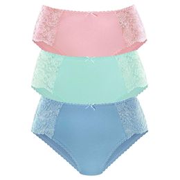 Petite Fleur Midislip Spitzeneinsatz Damen Gr&ouml;&szlig;e XS royalblau / mint / ros&eacute;