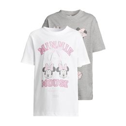 Mister Tee T-Shirt 'Minnie Mouse' M&auml;dchen Gr&ouml;&szlig;e 146/152 graumeliert / ros&eacute; / dunkelpink / wei&szlig;