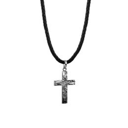 Kuzzoi Kette 'Kreuz' Herren Gr&ouml;&szlig;e 50 schwarz / silber
