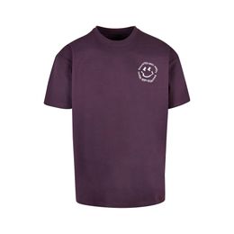Merchcode T-Shirt 'Halloween - Haunted and Happy' Herren Gr&ouml;&szlig;e XL aubergine / wei&szlig;