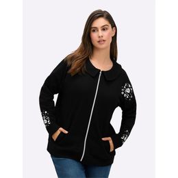 sheego Sweatjacke Damen Gr&ouml;&szlig;e XXL anthrazit / schwarz / naturwei&szlig;