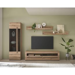 Wohnwand Inosign, B:240cm H:200cm T:42cmeiche evoke, Holzwerkstoff, Wohnzimmer, Kastenm&ouml;bel-Sets, "Cantara, moderne Anbauwand, Wohnzimmer-Set, in