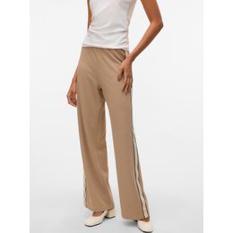 V&eacute;ro Moda VERO MODA Damen Anzughose "VMBERLIN MW WIDE PANEL PANT NOOS", silber, Gr. XS, unifarben mit Farbeinsatz, Jersey, Obermaterial: 95% Polyester, 5%