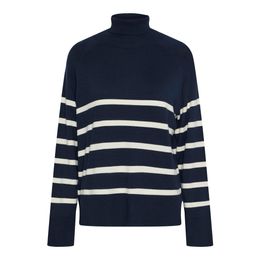 Pieces Damen Rollkragenpullover "PCSIA LS ROLLNECK KNIT NOOS BC", blau, Gr. XS, gestreift, Strick, Obermaterial: 52% Viskose, 28% Polyester, 20%