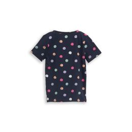 Tom Tailor M&auml;dchen T-Shirtdunkelblau multicolor dot, Gr. 116, bedruckt, Single Jersey, Obermaterial: 95% Baumwolle, 5% Elasthan, Shirts, mit All-Over