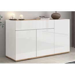 Sideboard Inosign, B:120,1cm H:70cm T:35cmwei&szlig;, eiche wotan, Wohnzimmer, Sideboards, "Garda, Kommode, Schrank, 3 T&uuml;ren, 1 Schublade, Made in Italy",