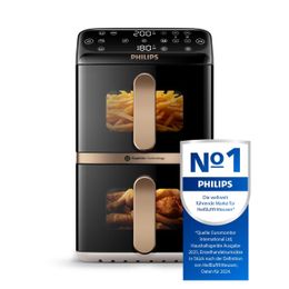 Philips Hei&szlig;luftfritteuse "NA462/70 4000 Series Stacked Dual Basket und 10L Kapazit&auml;t (5+5L)", B:24cm H:40cm T:47cm, schwarz, Fritteusen, RapidAir