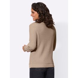 Casual Looks Damen Rundhalspullover "Rundhals-Pullover", beige, Gr. 44, unifarben, 50% Baumwolle, 50% Polyacryl, Pullover