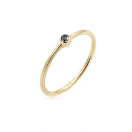 Elli DIAMONDS Damen Verlobungsring "Solit&auml;r Schwarzer Diamant (0.03 ct) 375er Gelbgold", 52mm, 0,03 P1 = bei 10-facher Vergr&ouml;&szlig;erung erkennbare