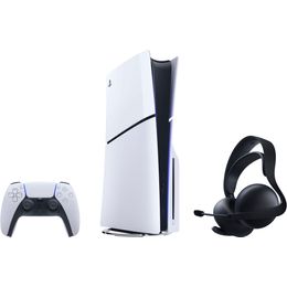Playstation 5 Konsolen-Set "PS5 Disk Edition (Slim) + Pulse Elite Gaming-Headset", B:21,6cm H:35,8cm T:9,6cm, schwarz, Spielekonsolen