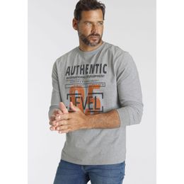 MAN'S WORLD MAN'S WORLD Herren Langarmshirt "neue Farbe", grau, Gr. 4XL, bedruckt, meliert, Jersey, Obermaterial: 90% Baumwolle, 10% Viskose, Shirts, Langarm,