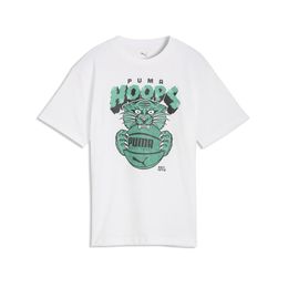 Puma Kinder Trainingsshirt "Flagrant Foul Relaxed Basketball-T-Shirt Jungen"wei&szlig;, Gr. 128, bedruckt, Obermaterial: 100% Baumwolle; Rippe: 29%