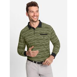 Hajo Herren Poloshirt "Langarm-Poloshirt", gr&uuml;n, Gr. 64, gemustert, unifarben, 62% Baumwolle, 38% Polyester, Shirts