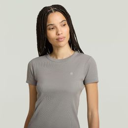 G-Star Raw G-STAR Damen T-Shirt "Rib Cap Sleeve"wild dove, Gr. L, unifarben, Rippstrick, Obermaterial: 94% Baumwolle, 6% Elasthan, Shirts, aus Rippjersey, Slim