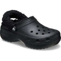 Crocs Damen Clog "Lined Fuzz Strap", Gr. 38, schwarz, Croslite , Basic, Schuhe, Schlupfschuh, Hausschuh mit rutschhemmender Laufsohle