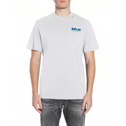 Replay Herren T-Shirtnatural wei&szlig;, Gr. XL, bedruckt, Jersey, Obermaterial: 100% Baumwolle, Shirts, mit bedrucktem R&uuml;cken, Print