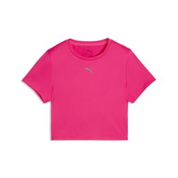 Puma Damen Trainingsshirt "TAD ESSENTIALS Kurzes figurbetontes T-Shirt Damen"glowing pink wei&szlig;, Gr. L, Obermaterial: 100% Polyester, Shirts
