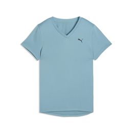 Puma Damen Trainingsshirt "TAD ESSENTIALS T-Shirt mit V-Ausschnitt Damen"baltic sea blau, Gr. XL, Obermaterial: 100% Polyester, Shirts