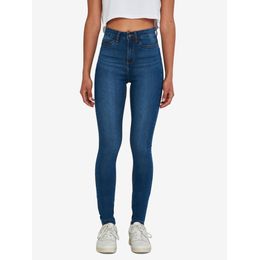 Noisy may Damen Skinny-fit-Jeans "NMCALLIE HW SKINNY BLUE JEANS NOOS", blau, Gr. 25, unifarben, Denim/Jeans, Obermaterial: 75% Baumwolle, 18%