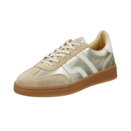 Sneaker Gant "Cuzima", Damen, Gr. 37, goldfarben, Leder, Veloursleder, metallic, Schuhe Sneaker, Retro Sneaker, Schn&uuml;rschuh im Metallic Look