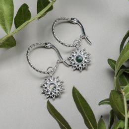 Holzkern Earrings Damen Silber und Marmor